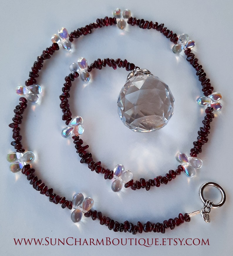 Garnet Bead Window Suncatcher Prism Suncatcher Light | Etsy