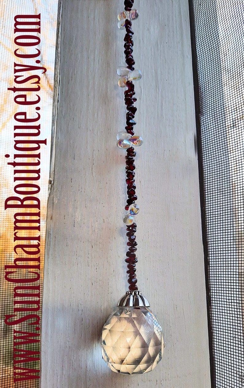 Garnet Bead Window Suncatcher Prism Suncatcher Light | Etsy