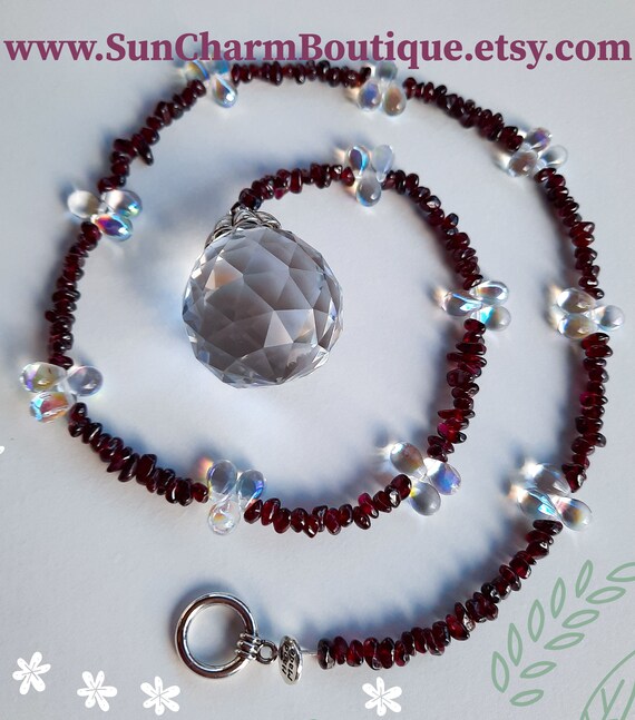 Garnet Bead Window Suncatcher Prism Suncatcher Light | Etsy