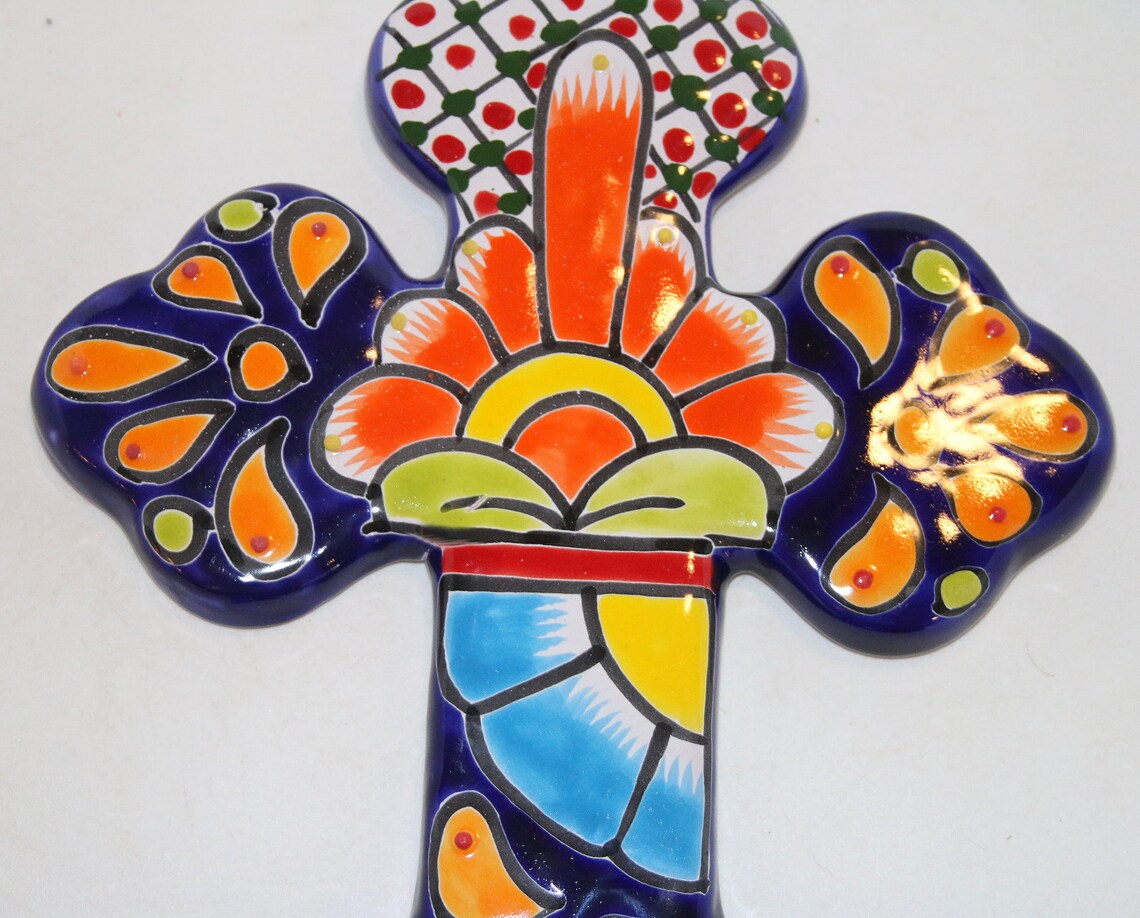 11 Mexican Pottery Talavera Cross Folk Art Ceramic Cross | Etsy