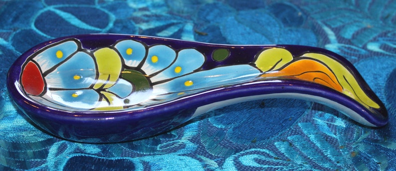 Useful ART Mexican Pottery Talavera Spoon Rest Utensil Holder - Etsy