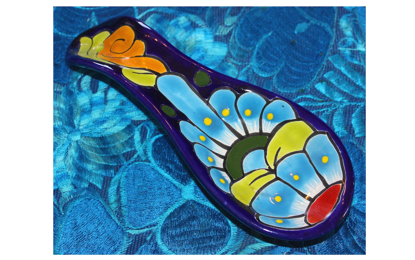 Useful ART Mexican Pottery Talavera Spoon Rest Utensil Holder - Etsy