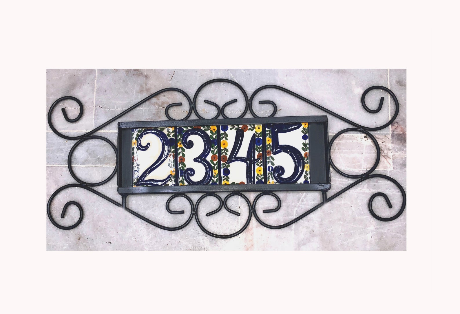 Iron Frame Plaque Holder for Tiles House Numbers Home Address Tiles ...