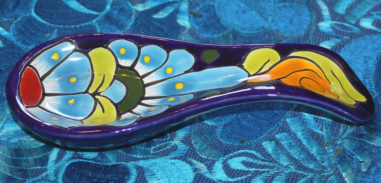 Useful ART Mexican Pottery Talavera Spoon Rest Utensil Holder - Etsy