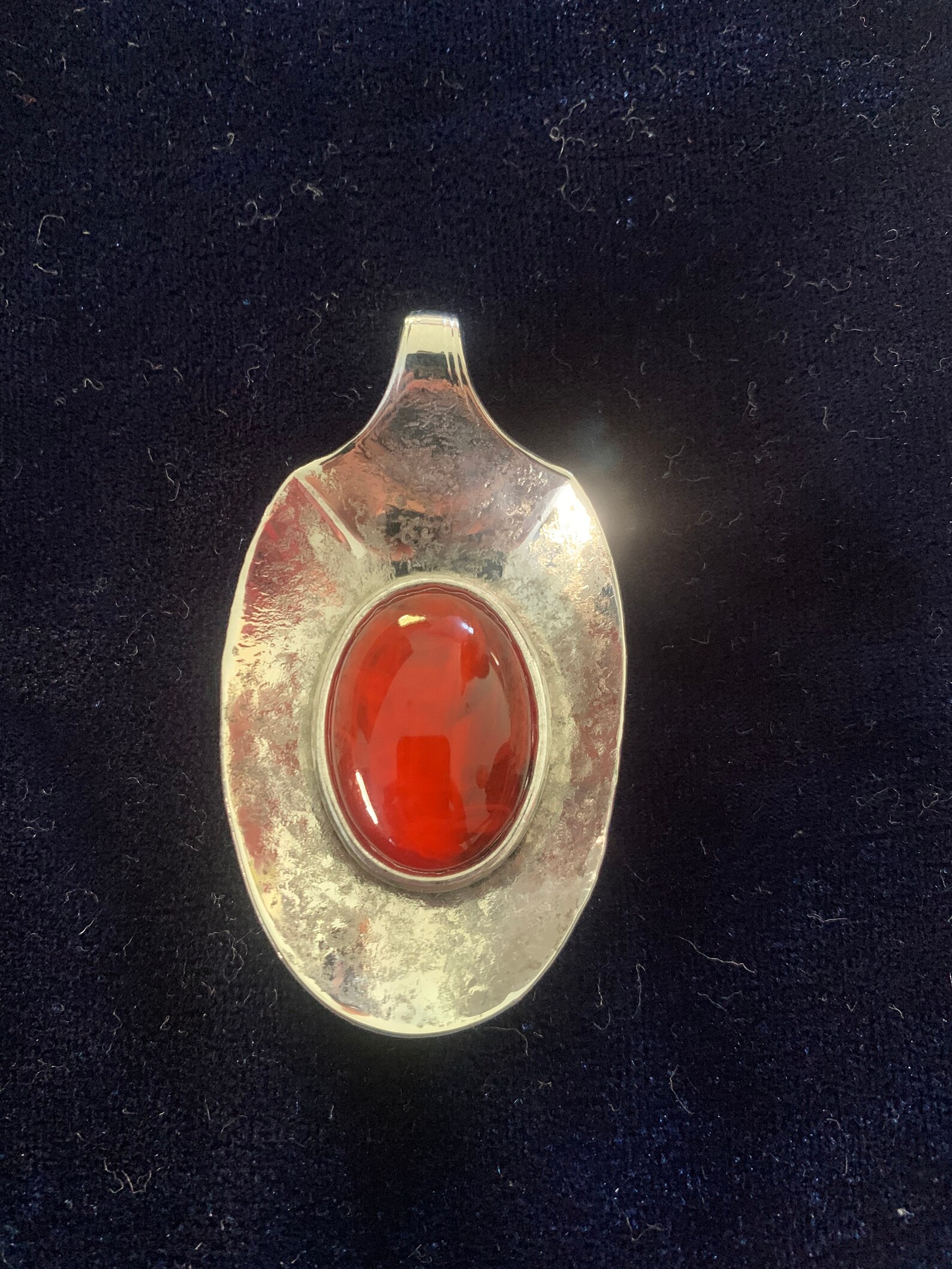 Spoon Necklace, Silverplate Pendant, Gemstone, Turquoise, Statement ...