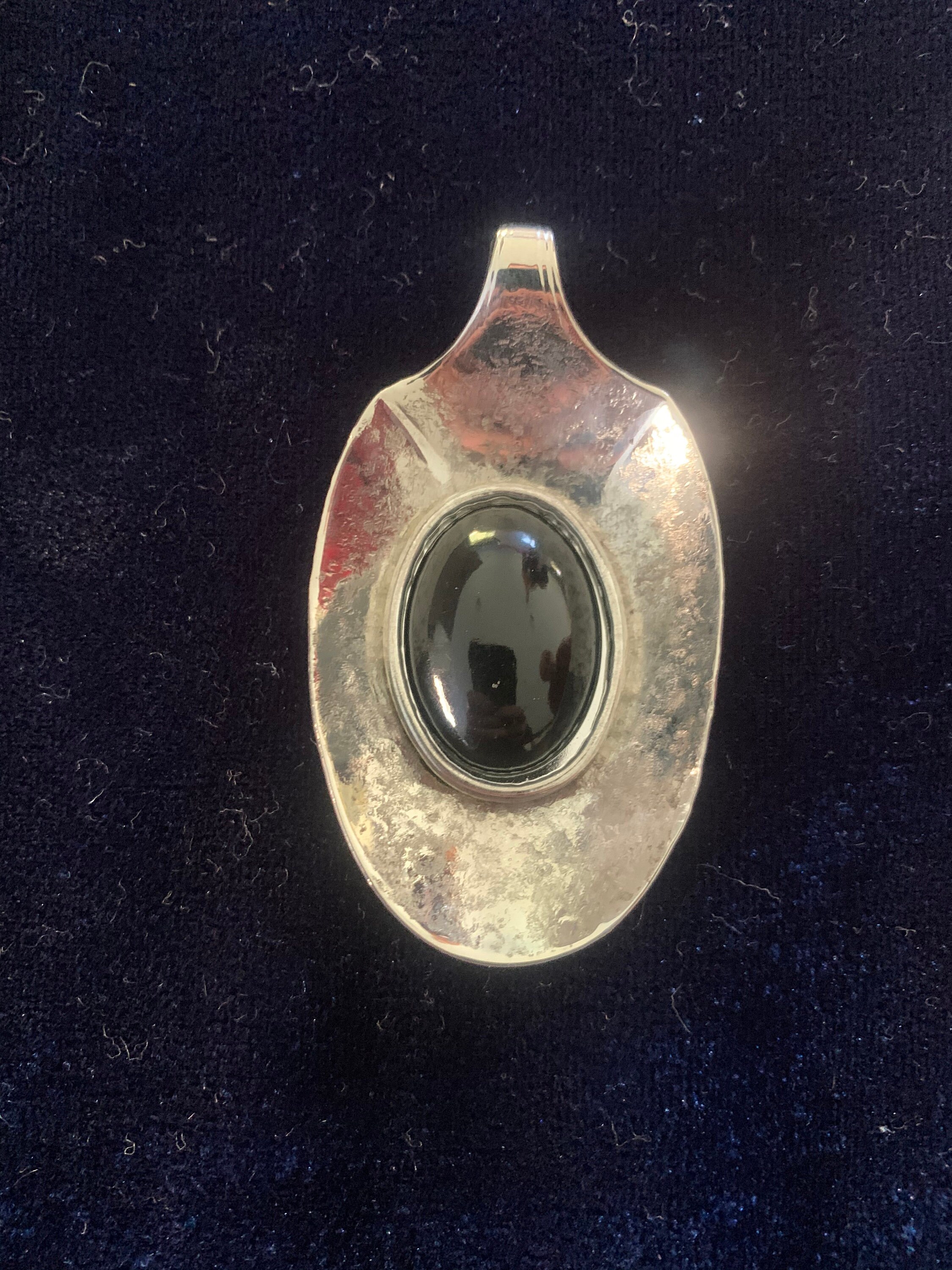 Spoon Necklace, Silverplate Pendant, Gemstone, Turquoise, Statement ...