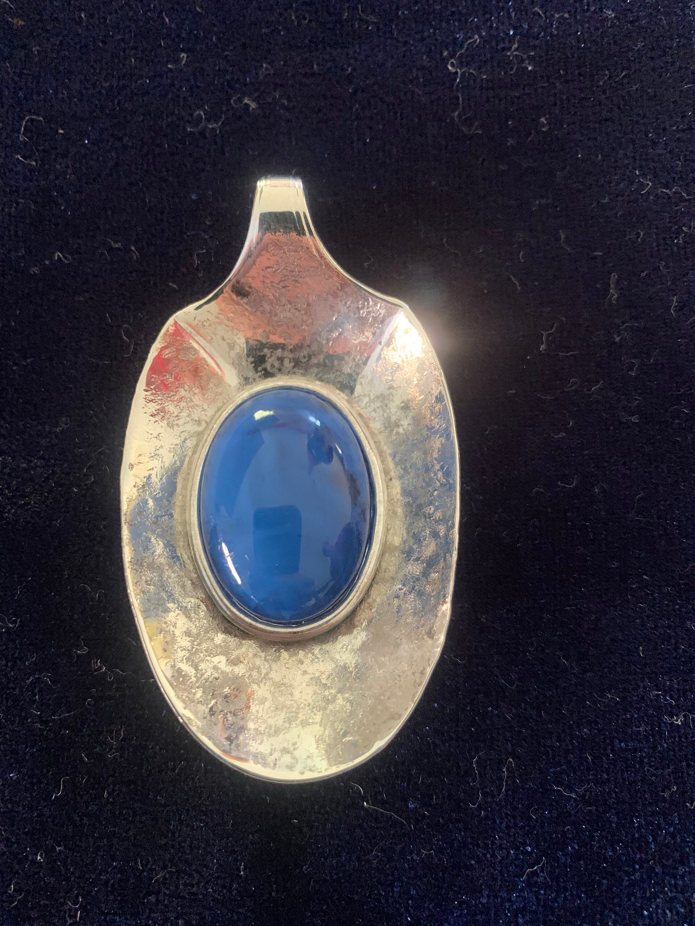 Spoon Necklace, Silverplate Pendant, Gemstone, Turquoise, Statement ...