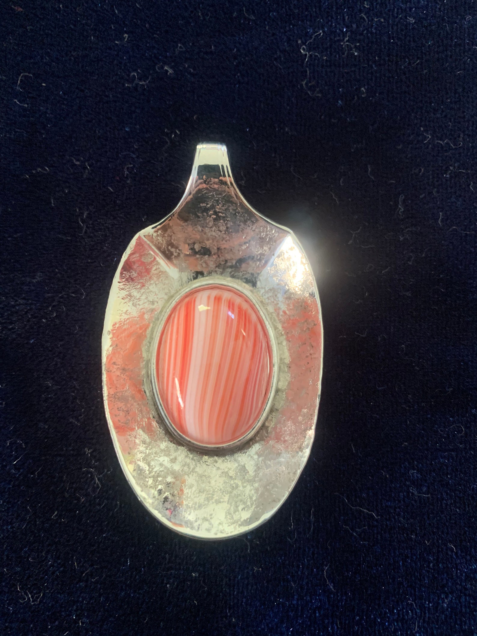 Spoon Necklace, Silverplate Pendant, Gemstone, Turquoise, Statement ...