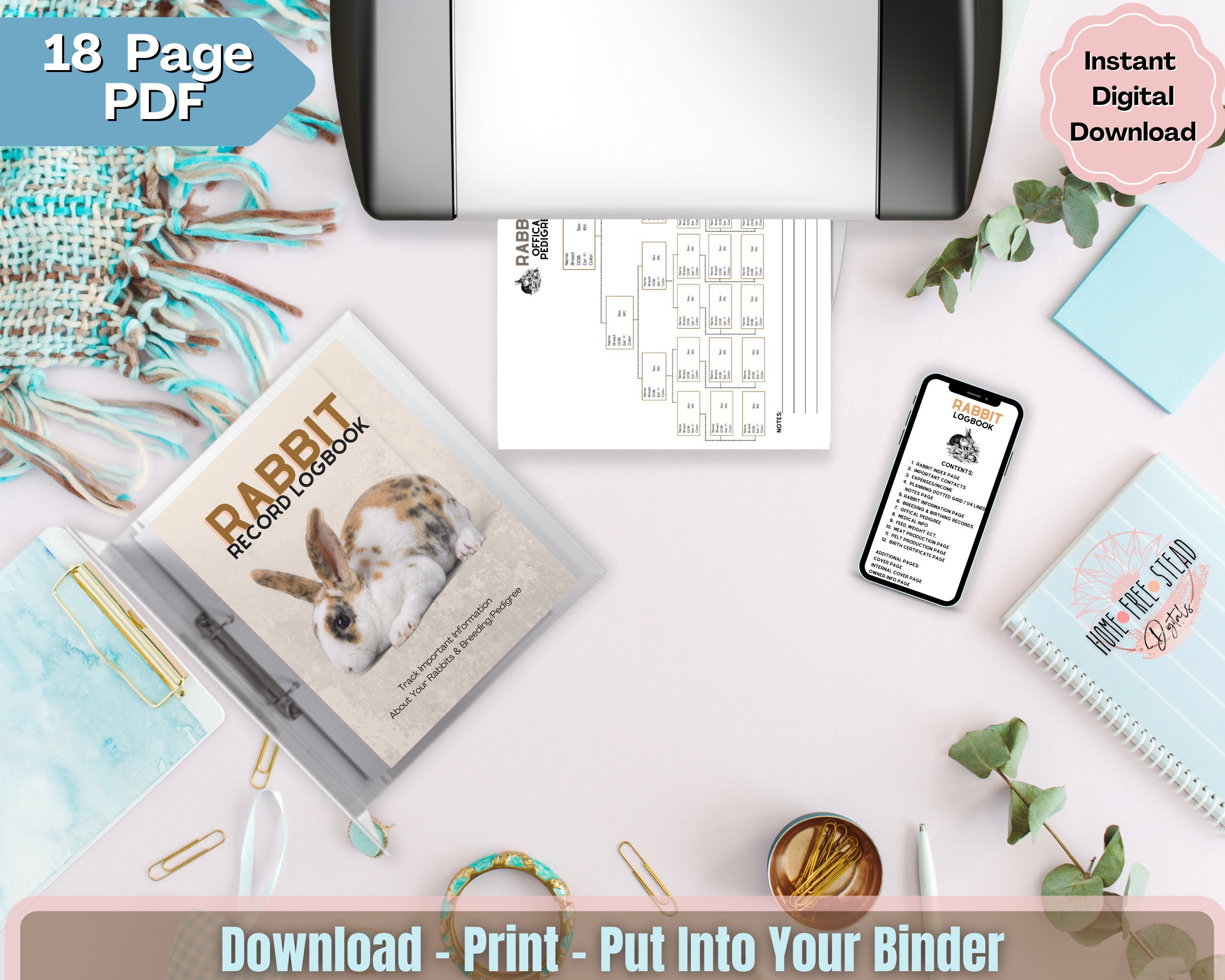 Rabbit Planner, Record Keeping Logbook, Manage Bunny Profiles, Medical Info, Pedigree, Feeding ...