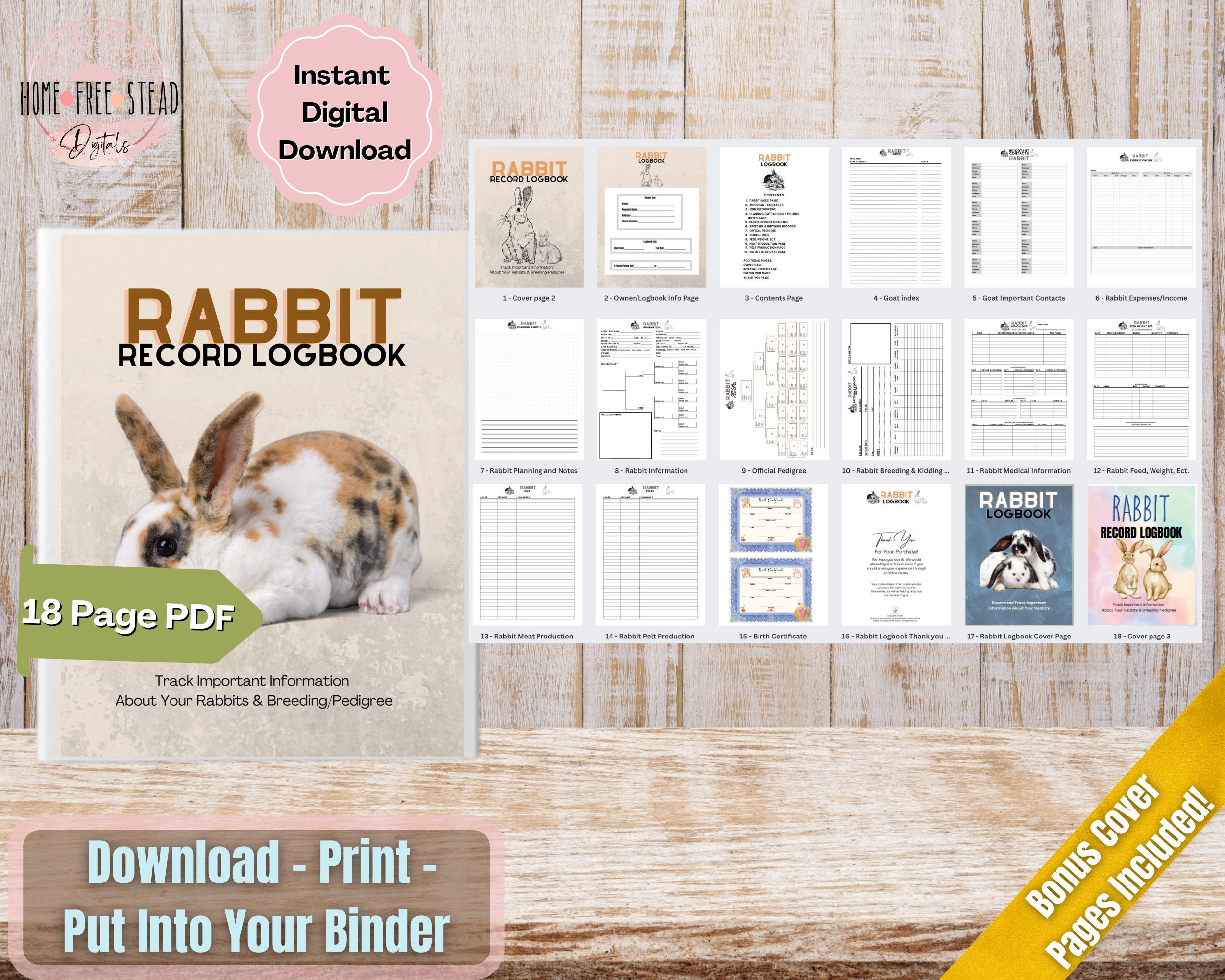 Rabbit Planner, Record Keeping Logbook, Manage Bunny Profiles, Medical ...