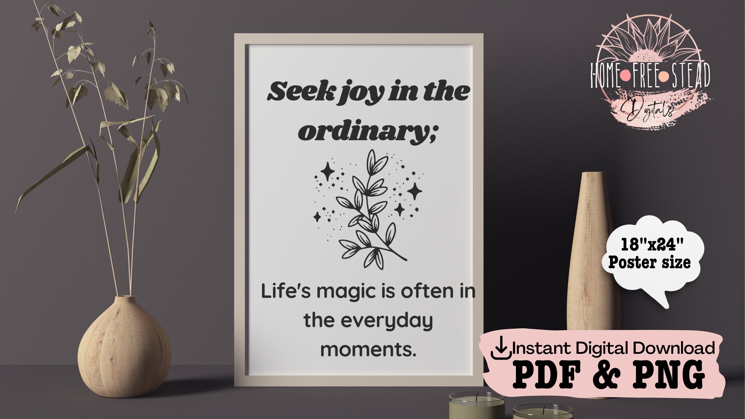 Seek Joy Quote Wall Art Fine Art PDF PNG Printable Instant - Etsy