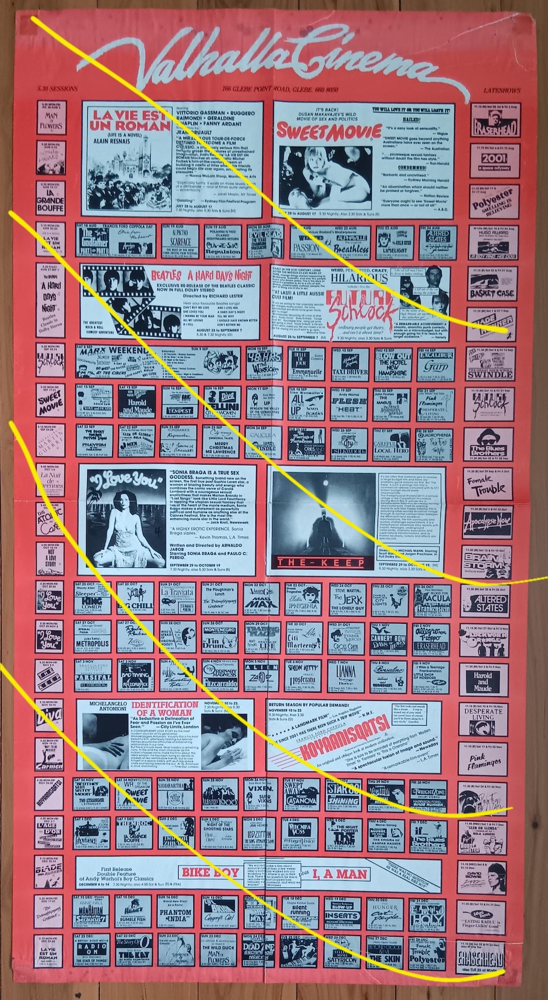 Rare 1984 Sydney, Glebe, Valhalla Cinema Program Poster - La Vie Est Un ...
