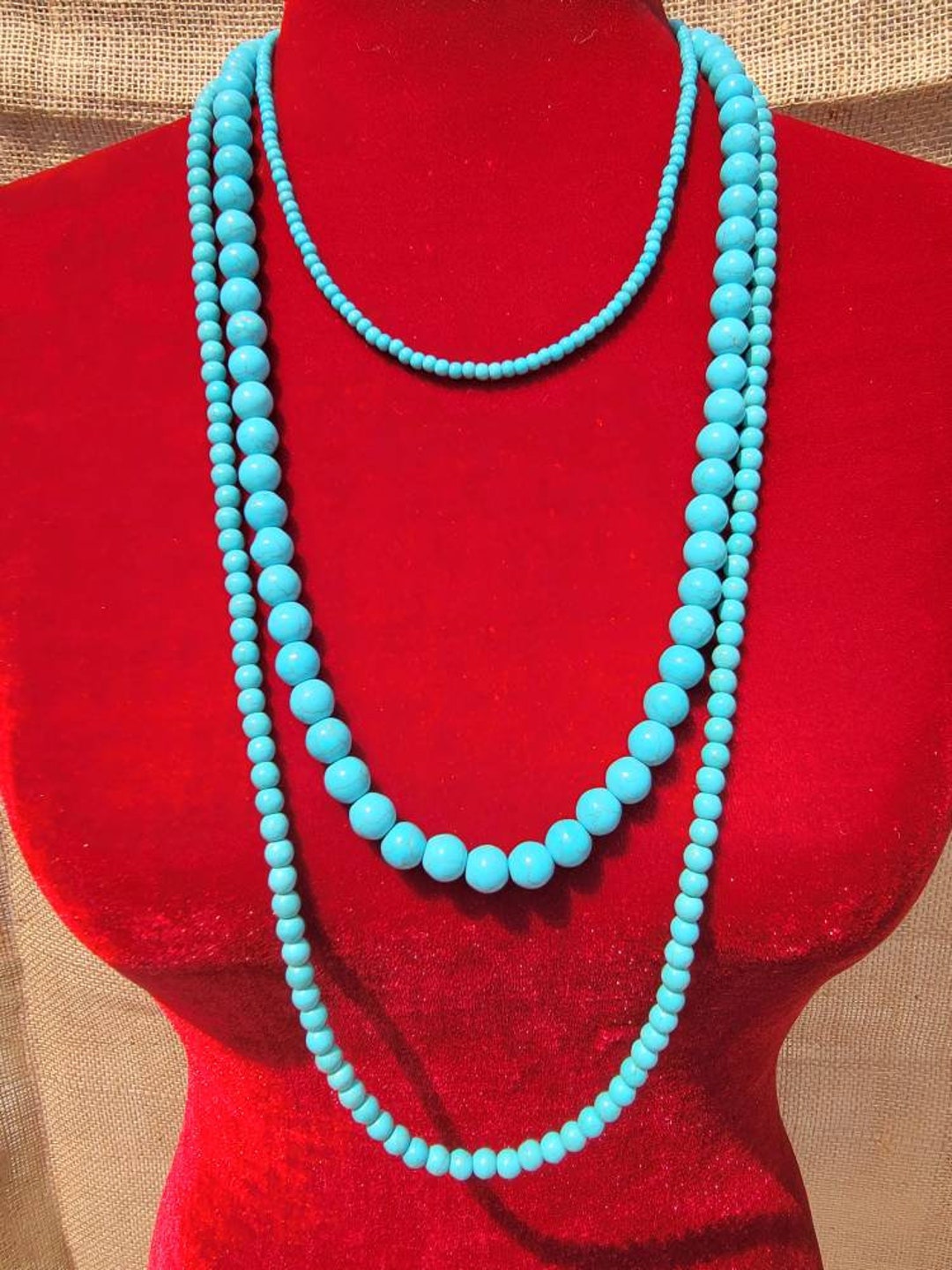 Turquoise Layered Bead Necklace. Boho. Natural Stone. 245 - Etsy