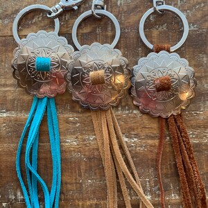 Concho Leather Keychain. Western Keychains. Concho Keychains. Leather ...