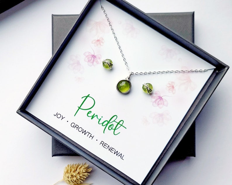 Peridot Jewellery Gift Set Sterling Silver Peridot Quartz Necklace and ...
