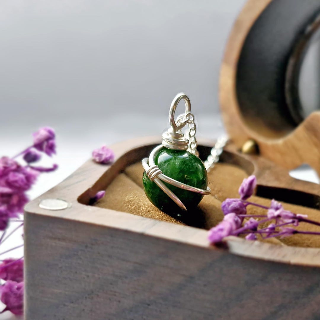 Chrome Diopside Necklace Sterling Silver Green Diopside Necklace Silver ...