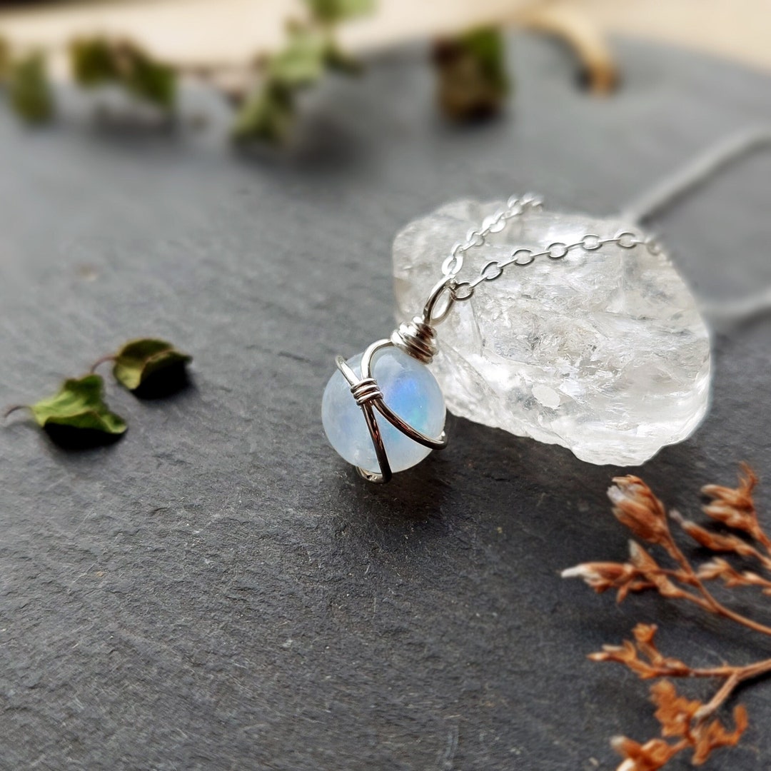 Moonstone Necklace Sterling Silver Moonstone Crystal Necklace June ...