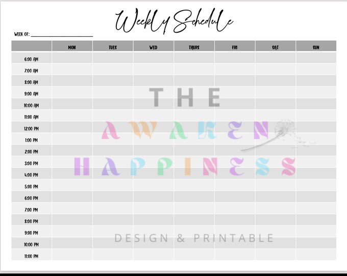 24 Hour - Hourly Weekly Schedule | Night Shift Schedule | Night Shift ...