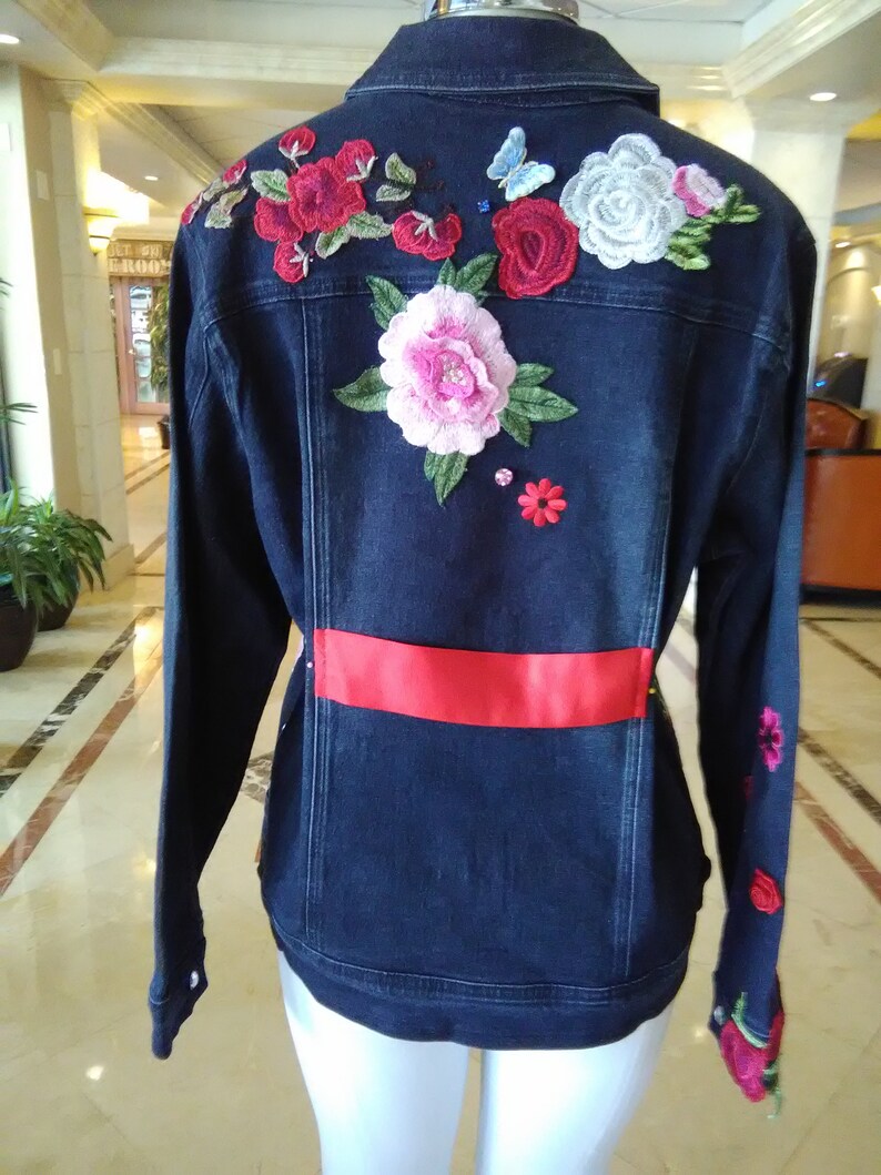 Hand Decorated Denim Jacket .... "oh Poppy" - Etsy