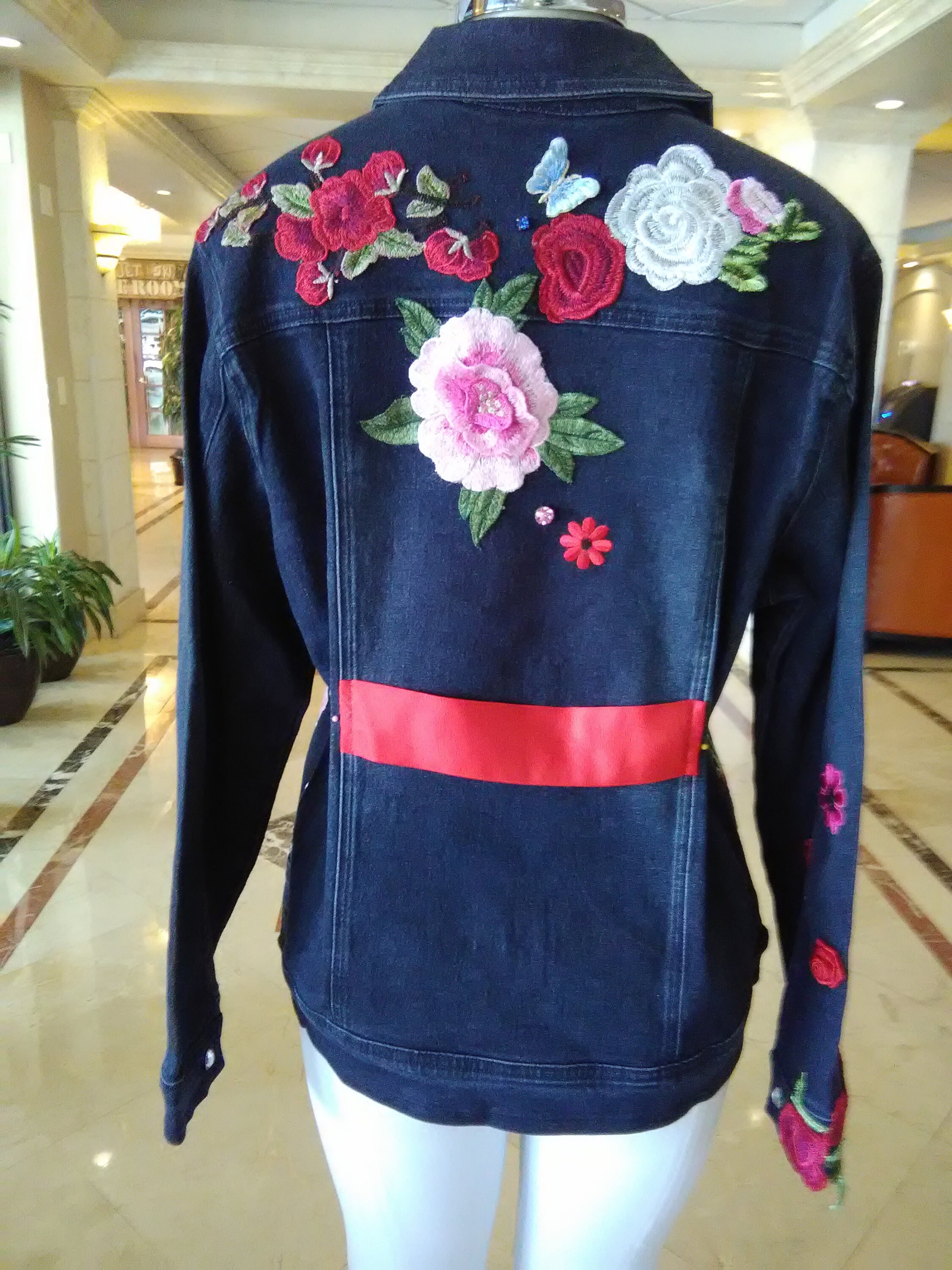 Hand Decorated Denim Jacket .... "oh Poppy" - Etsy