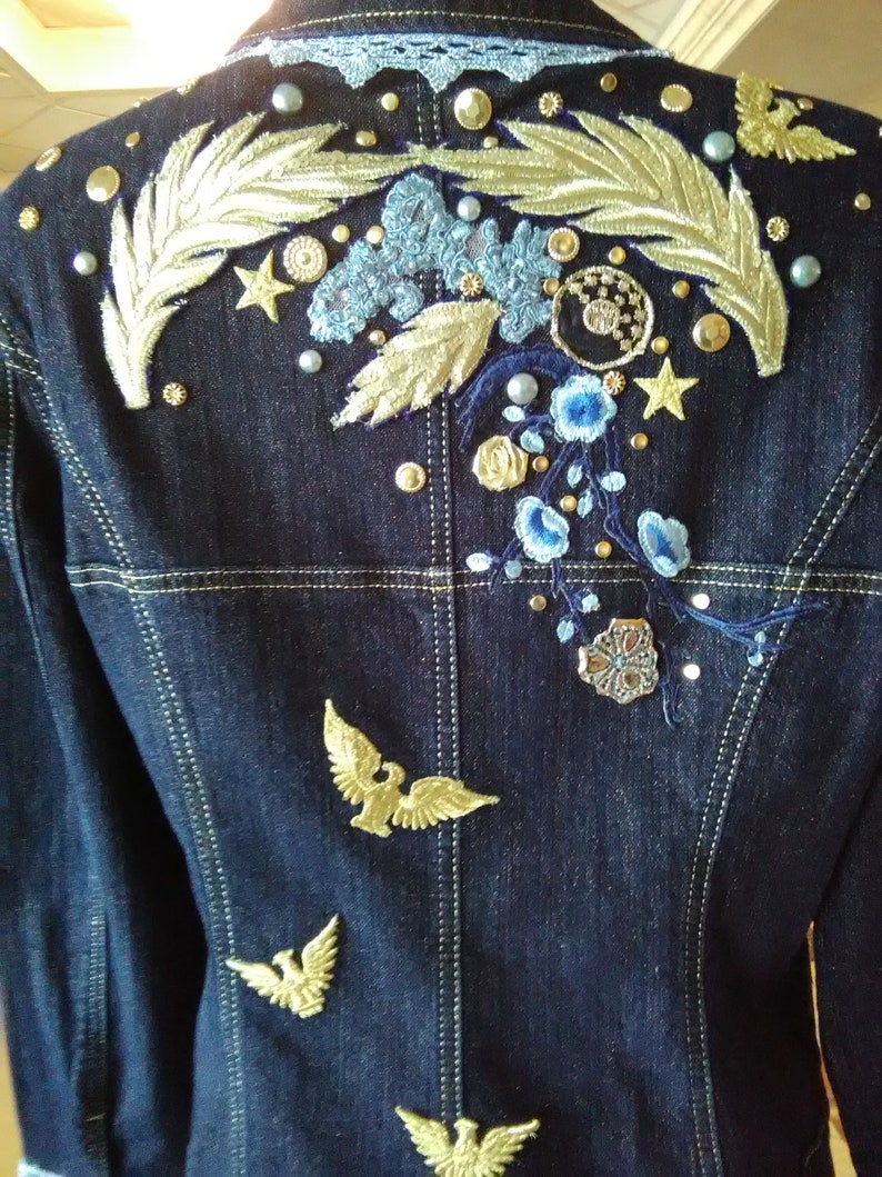 Hand Decorated Denim Jacket .... "the GODDESS " - Etsy
