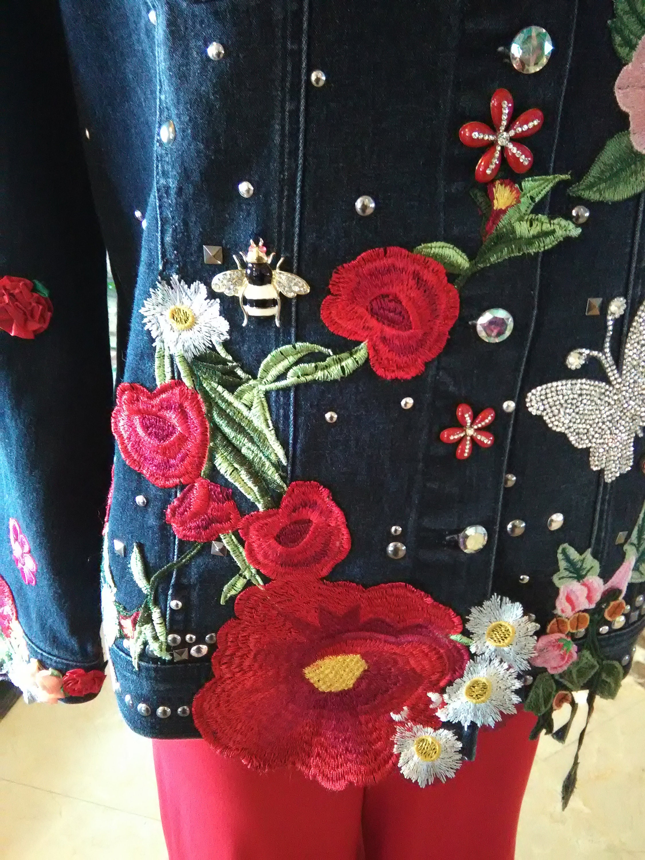 Hand Decorated Denim Jacket .... "oh Poppy" - Etsy