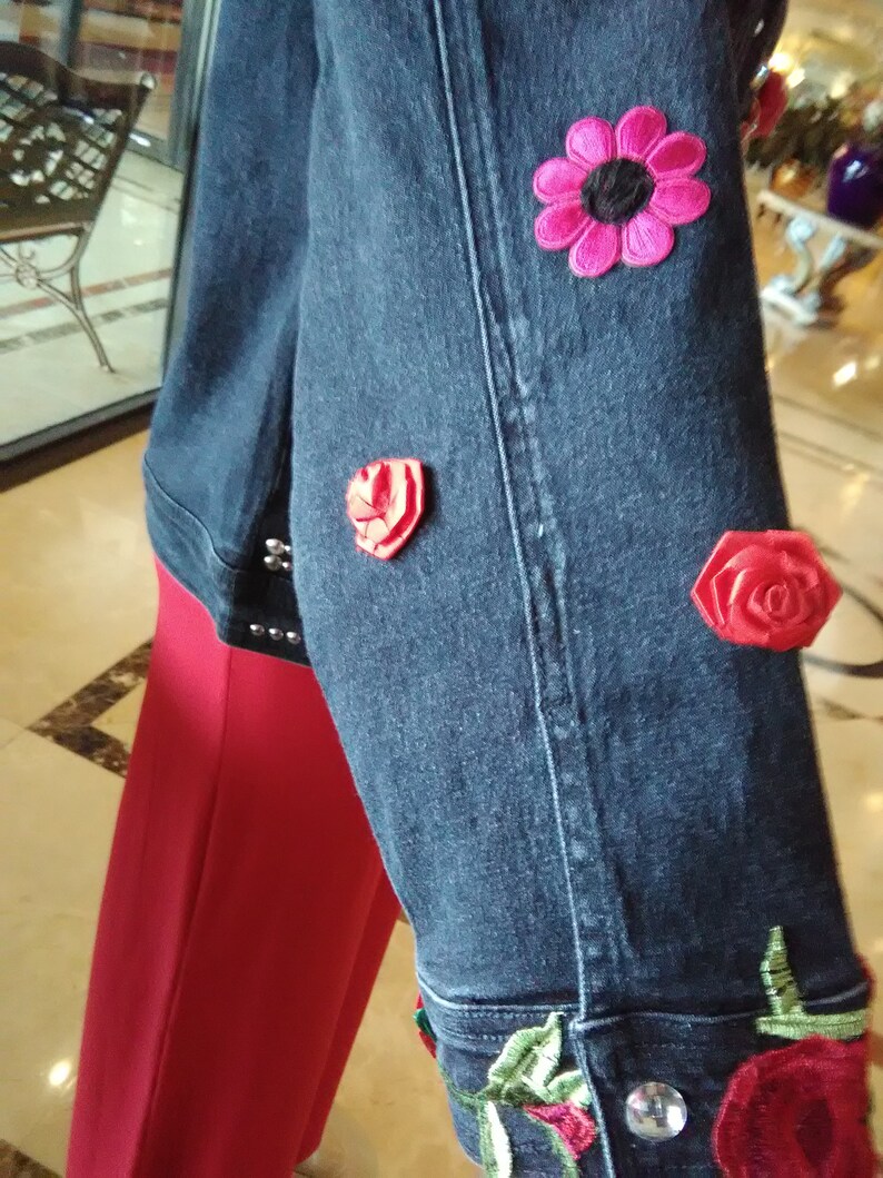 Hand Decorated Denim Jacket .... "oh Poppy" - Etsy