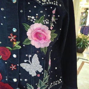 Hand Decorated Denim Jacket .... "oh Poppy" - Etsy