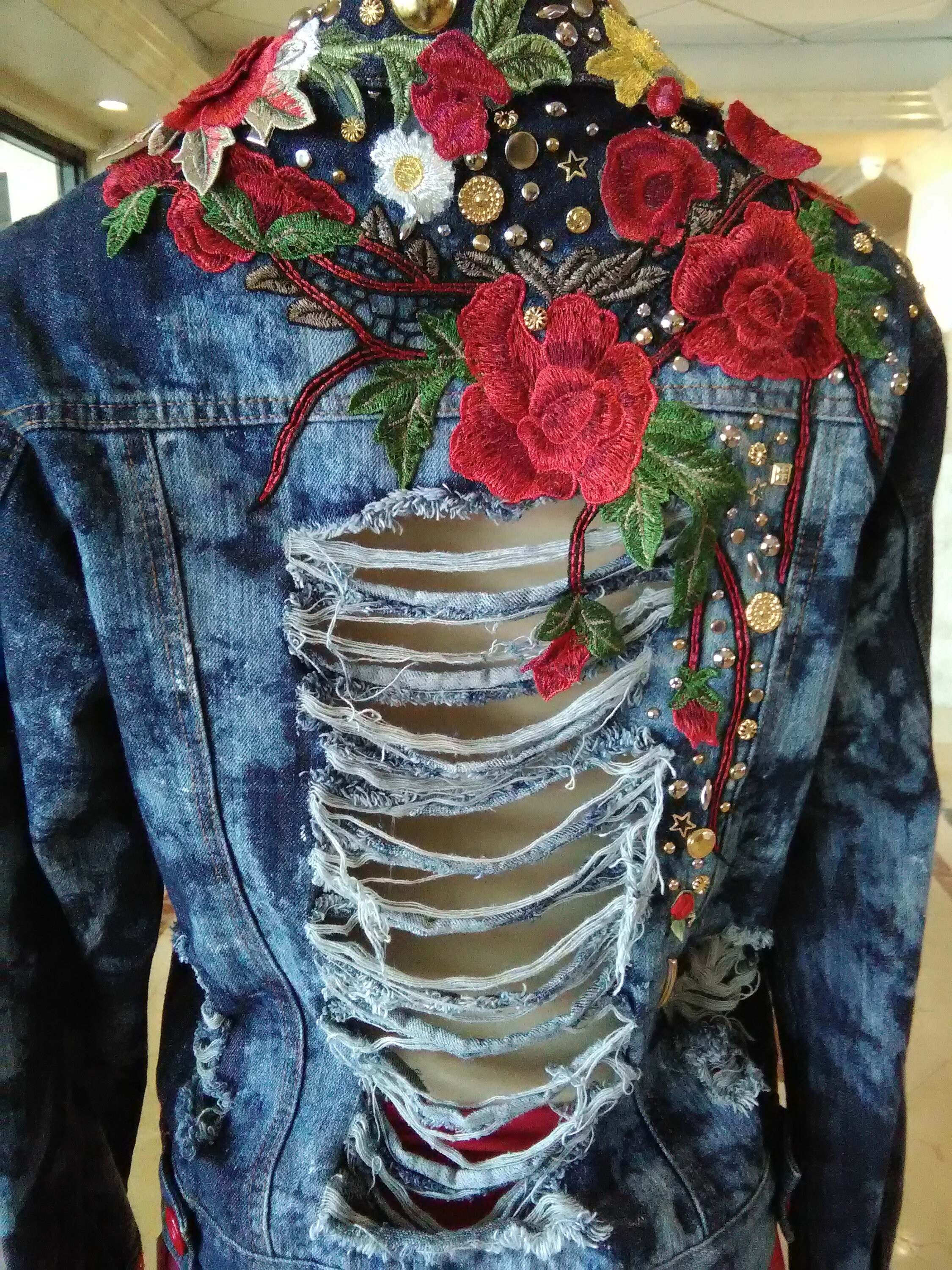 Hand Decorated Denim Jacket .... "fire AND Ice" - Etsy