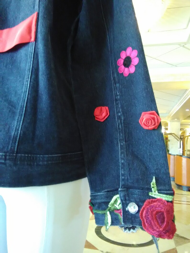 Hand Decorated Denim Jacket .... "oh Poppy" - Etsy