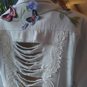Hand Decorated White Denim Jacket .... " BUTTERFLY World" - Etsy