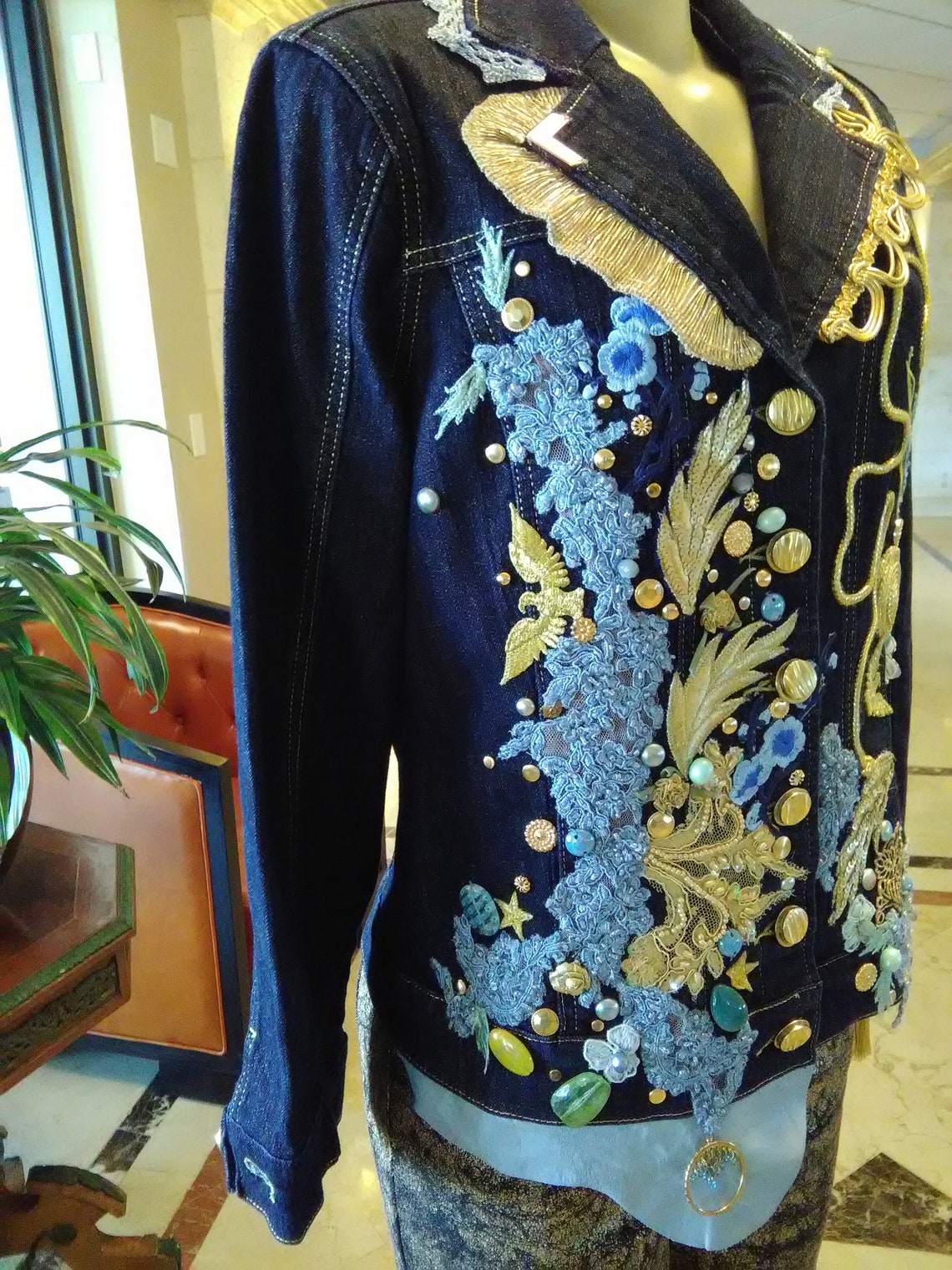 Hand Decorated Denim Jacket .... "the GODDESS " - Etsy