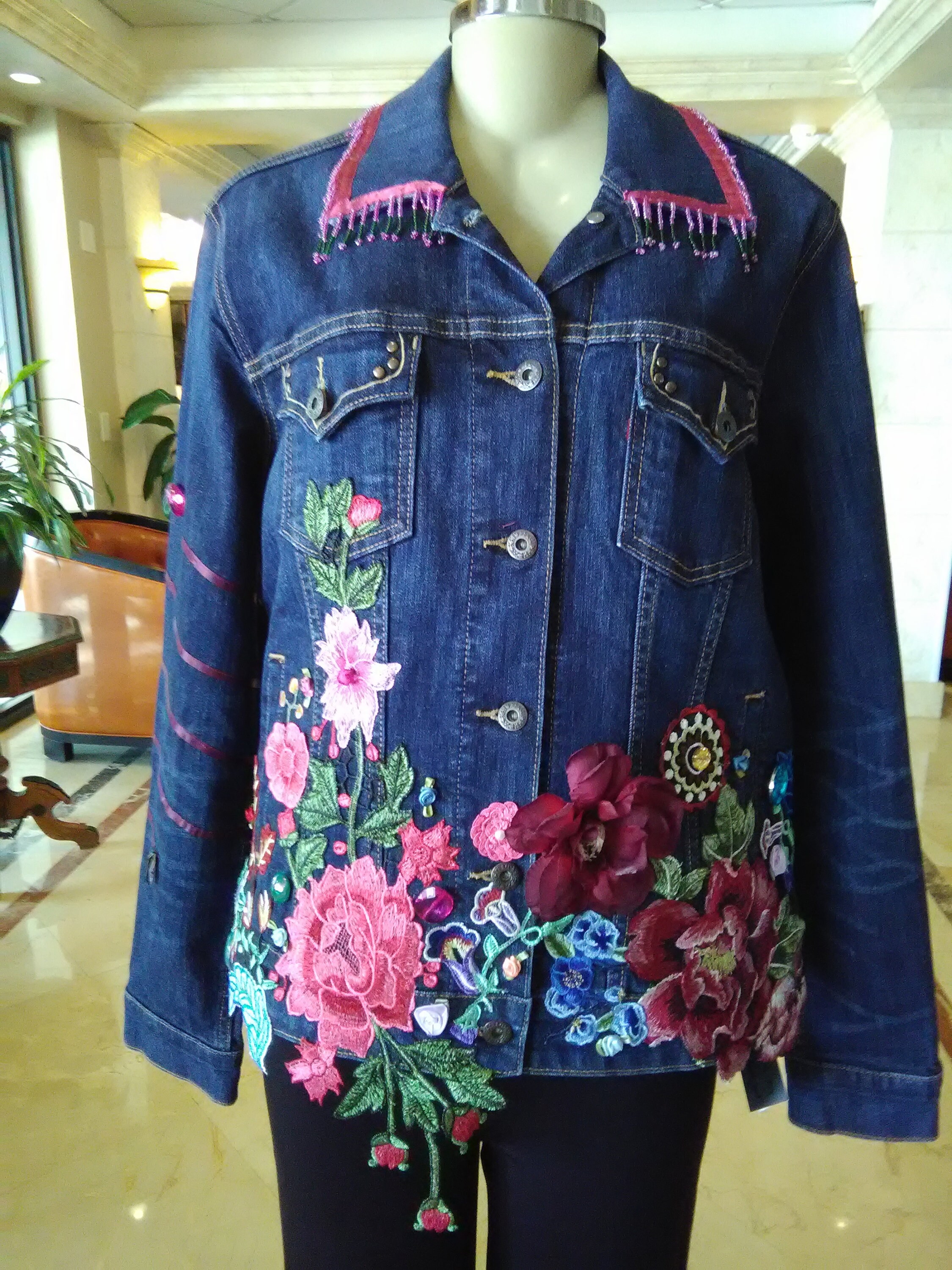 Hand Decorated Denim Jacket .... "bed OF Roses" - Etsy