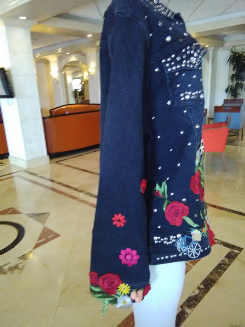 Hand Decorated Denim Jacket .... "oh Poppy" - Etsy