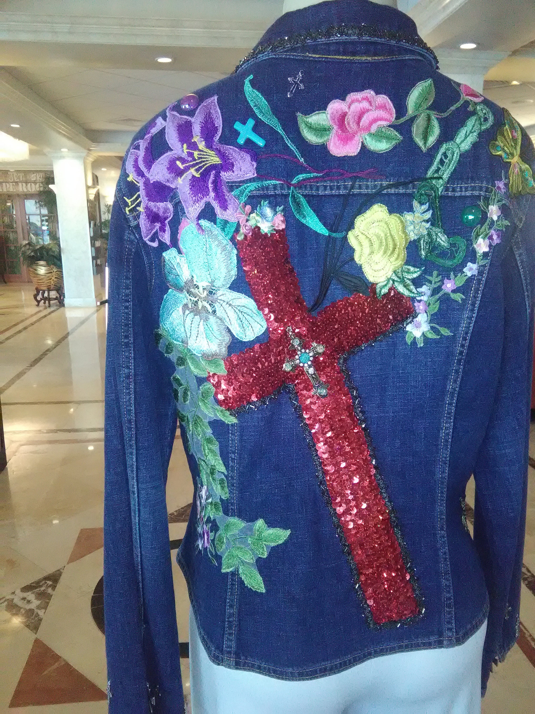 Hand Decorated Denim Jacket.... "all MY Crosses" - Etsy
