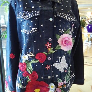 Hand Decorated Denim Jacket .... "oh Poppy" - Etsy