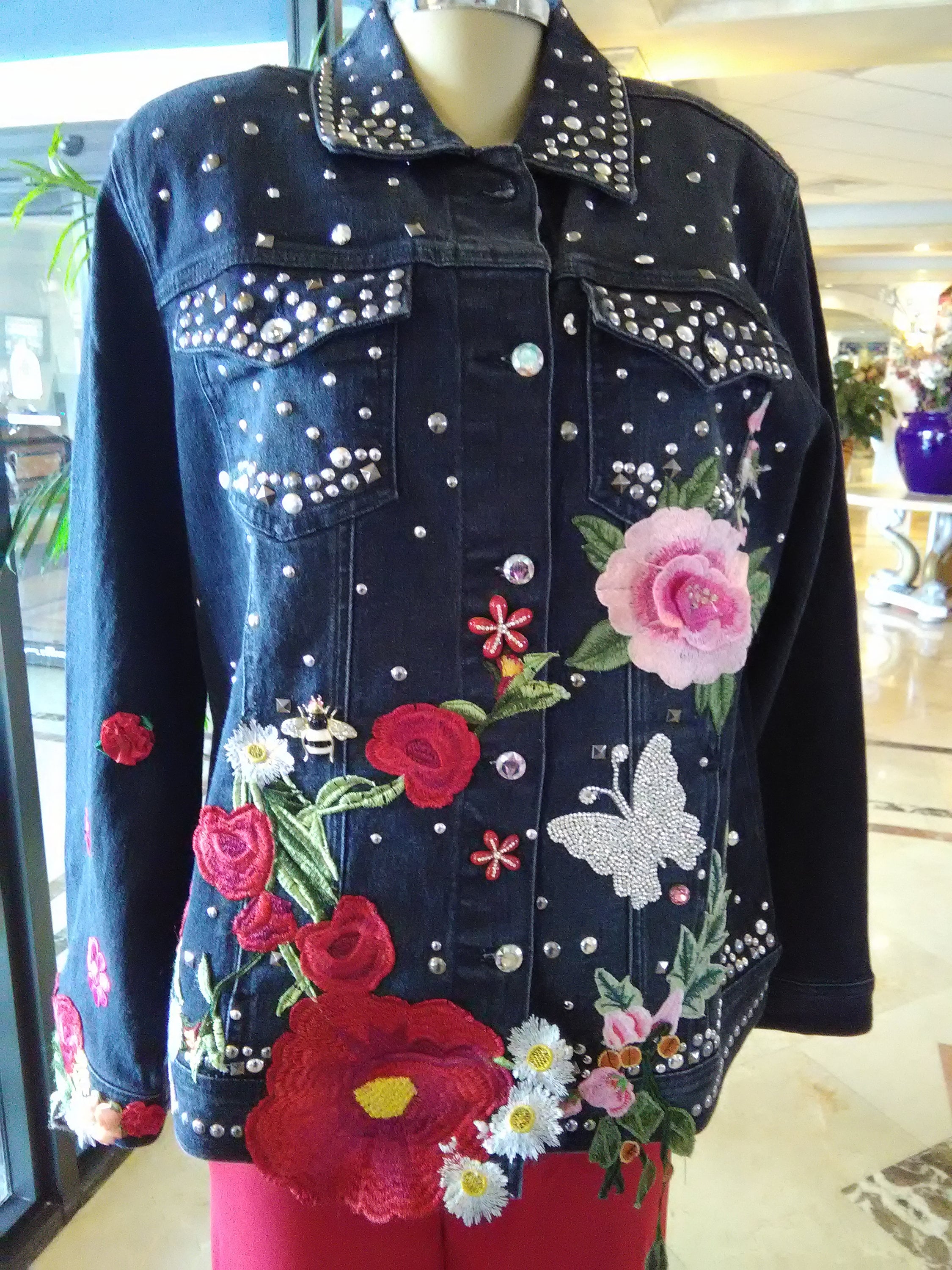 Hand Decorated Denim Jacket .... "oh Poppy" - Etsy