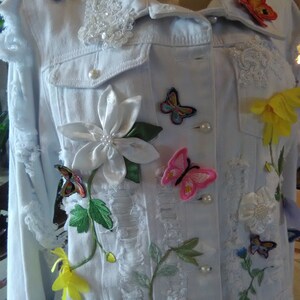 Hand Decorated White Denim Jacket .... " BUTTERFLY World" - Etsy