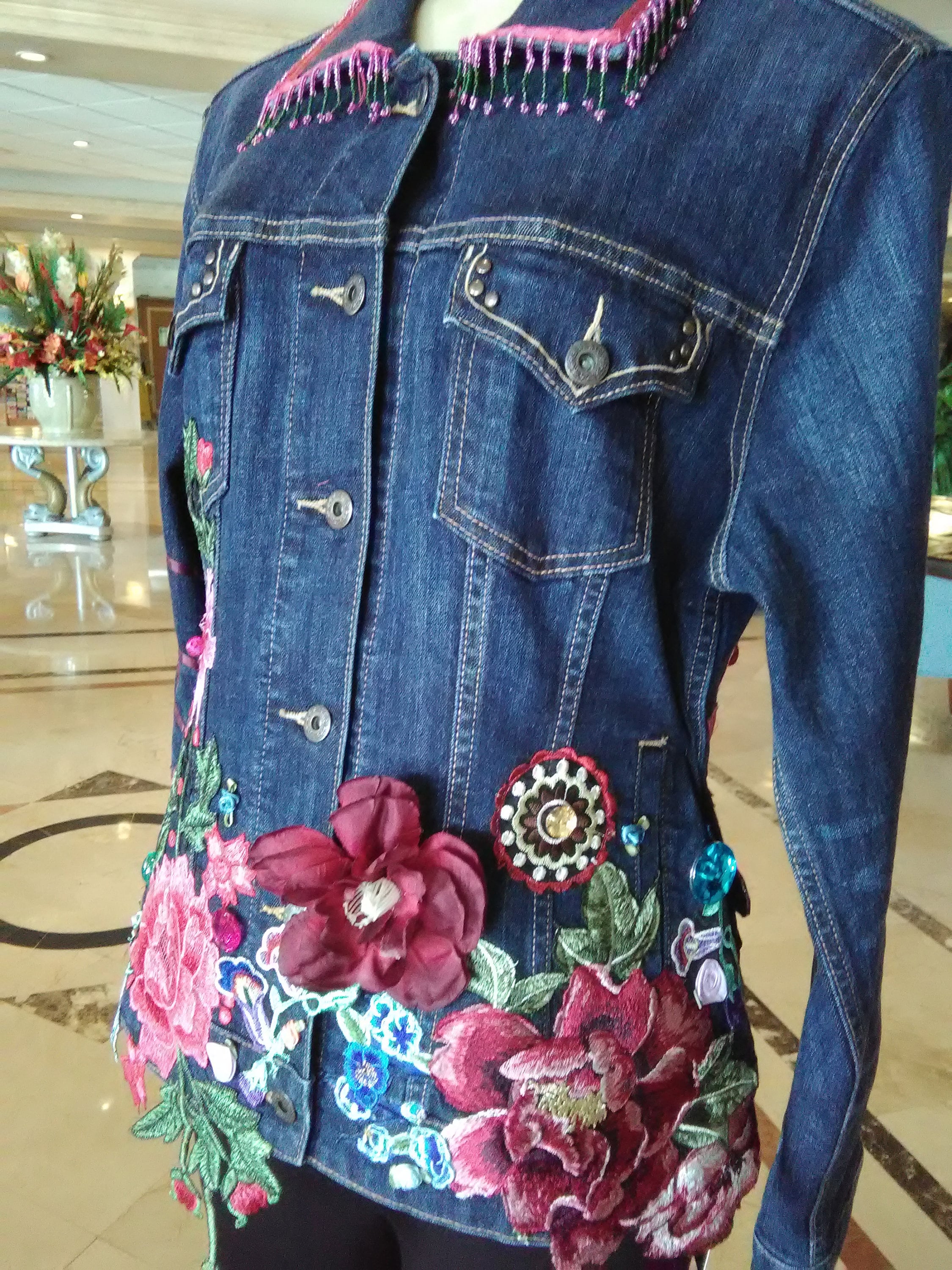 Hand Decorated Denim Jacket .... "bed OF Roses" - Etsy
