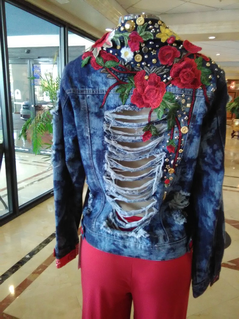 Hand Decorated Denim Jacket .... "fire AND Ice" - Etsy