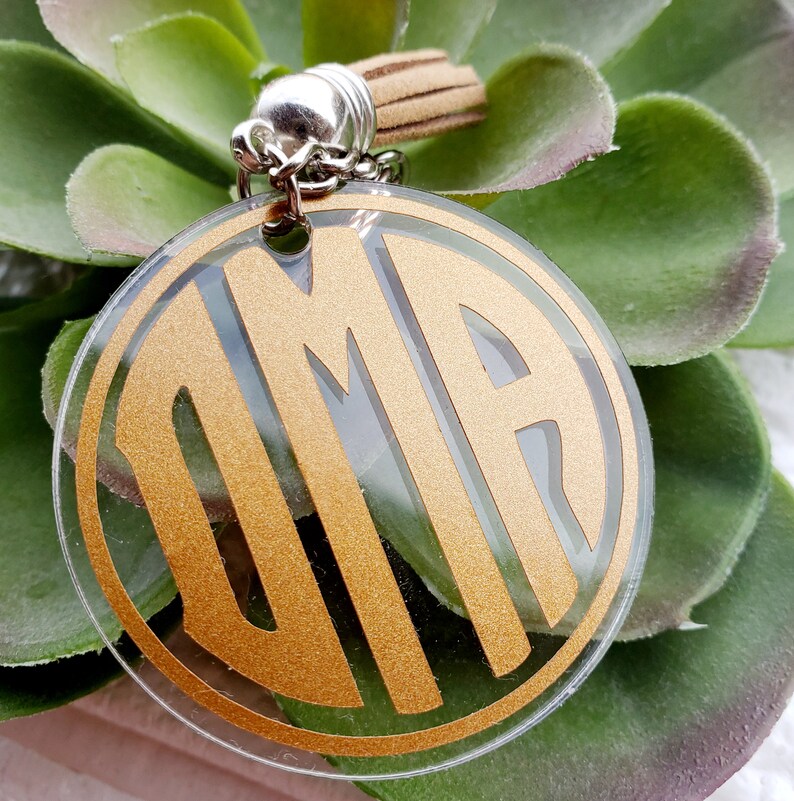 Acrylic Monogram Keychain 2 Acrylic Round Key Chain - Etsy