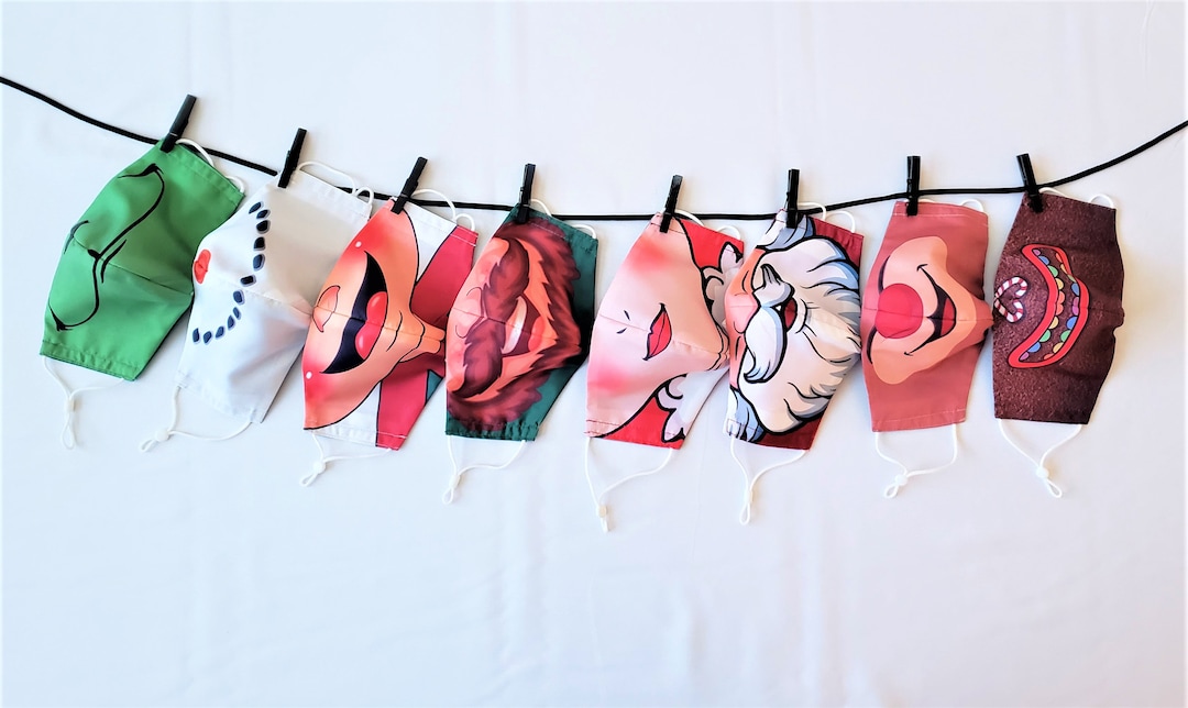 Christmas Face Mask, Christmas Mask, Grinch,snowman,gingerbread Man ...