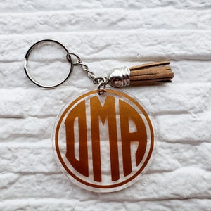 Acrylic Monogram Keychain, 2" Acrylic Round Key Chain, Personalized Key ...