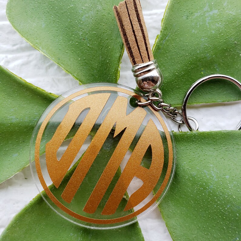 Acrylic Monogram Keychain 2 Acrylic Round Key Chain | Etsy