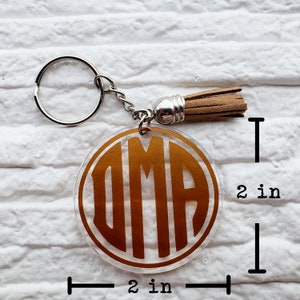 Acrylic Monogram Keychain, 2" Acrylic Round Key Chain, Personalized Key ...