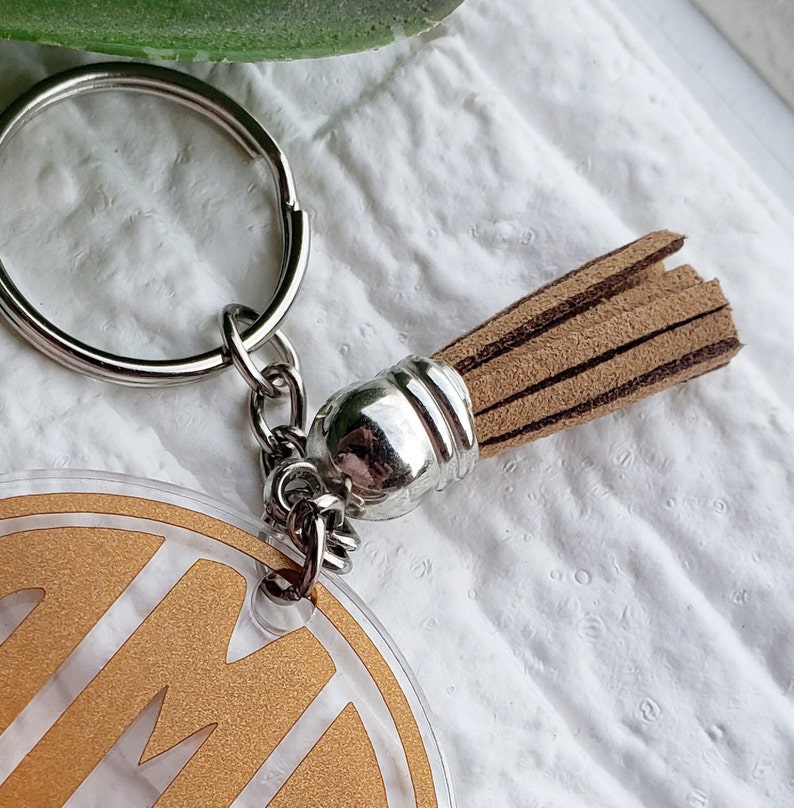 Acrylic Monogram Keychain 2 Acrylic Round Key Chain | Etsy
