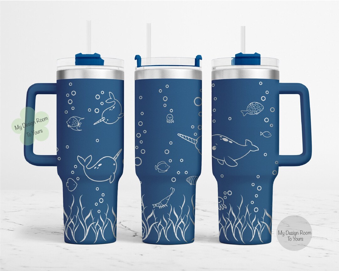 Narwhal 40oz SVG, Under the Sea 40oz Tumbler Laser File, Engraving Wrap ...