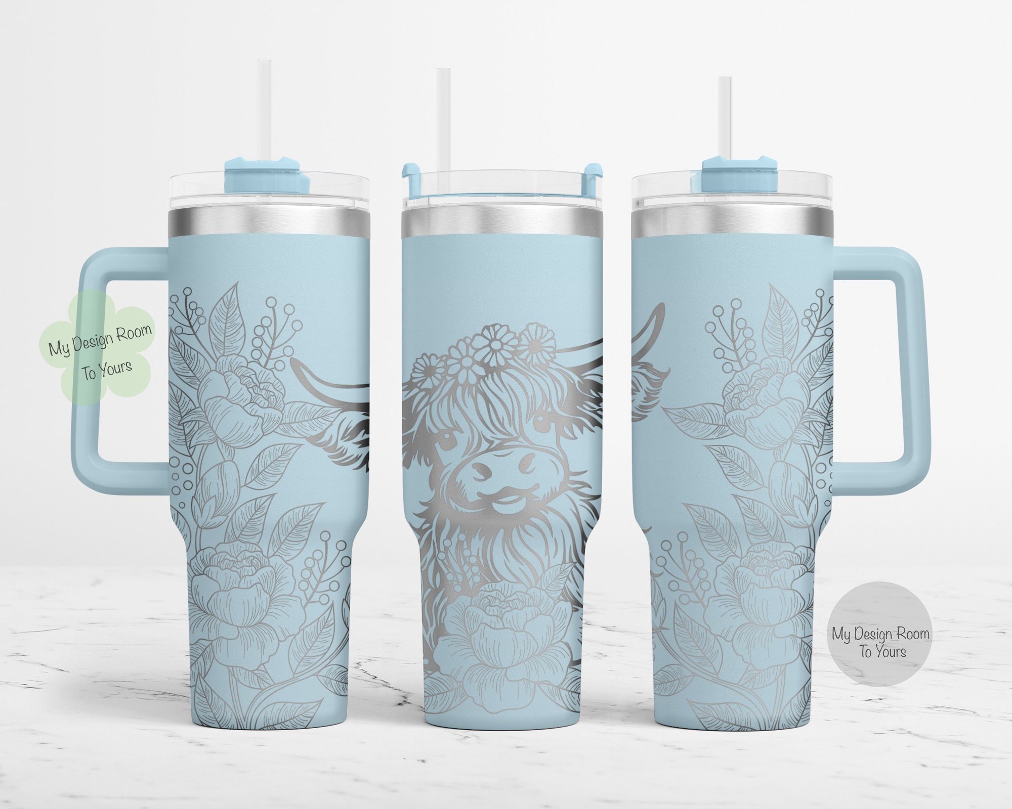 Highland Cow SVG, Highland Cow 40oz Tumbler Laser File, 40oz Tumbler ...