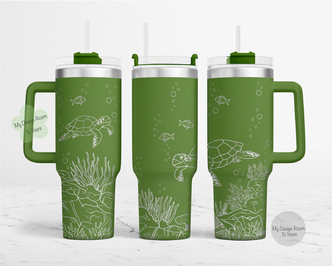 Turtles 40oz Tumbler Wrap SVG, Under the Sea 40oz Tumbler Laser File ...