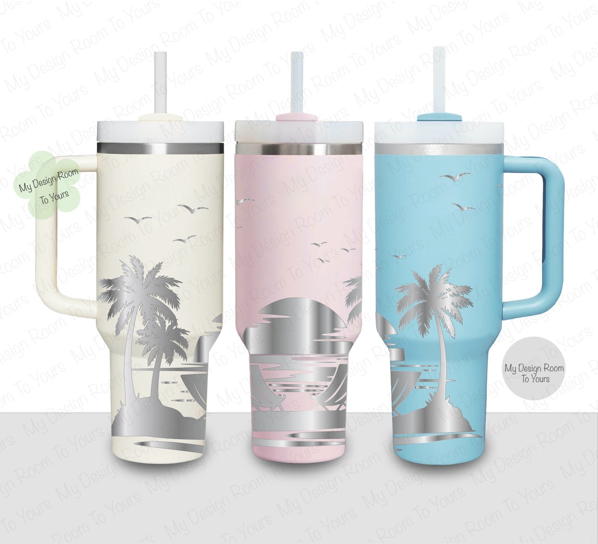 Beach Sunset 40oz Tumbler Laser File, 40oz Tumbler Laser Engraving Wrap ...
